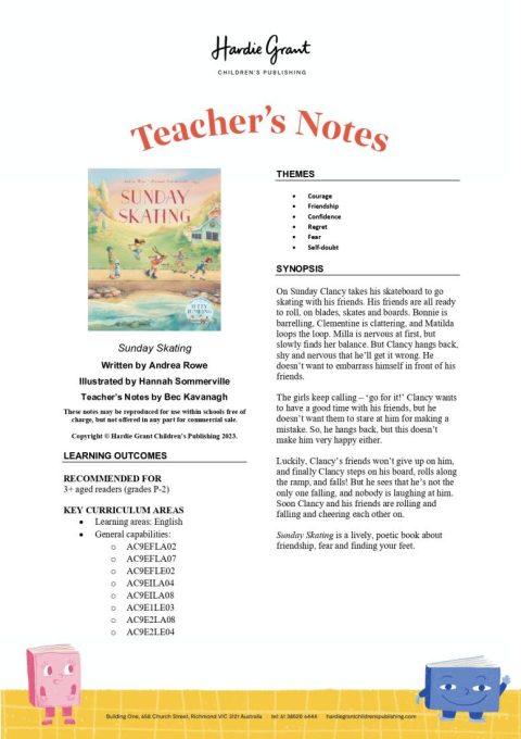 Sunday Skating Teachers Notes and Activity Resources - Andrea Rowe